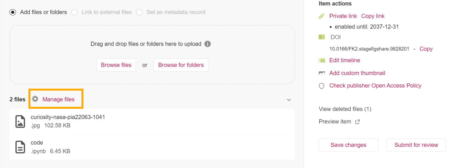 How to edit or delete your item - Figshare